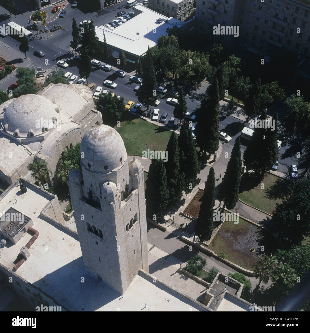 Aerial photograph of the YMCA tower on King David street in Jerusalem ...