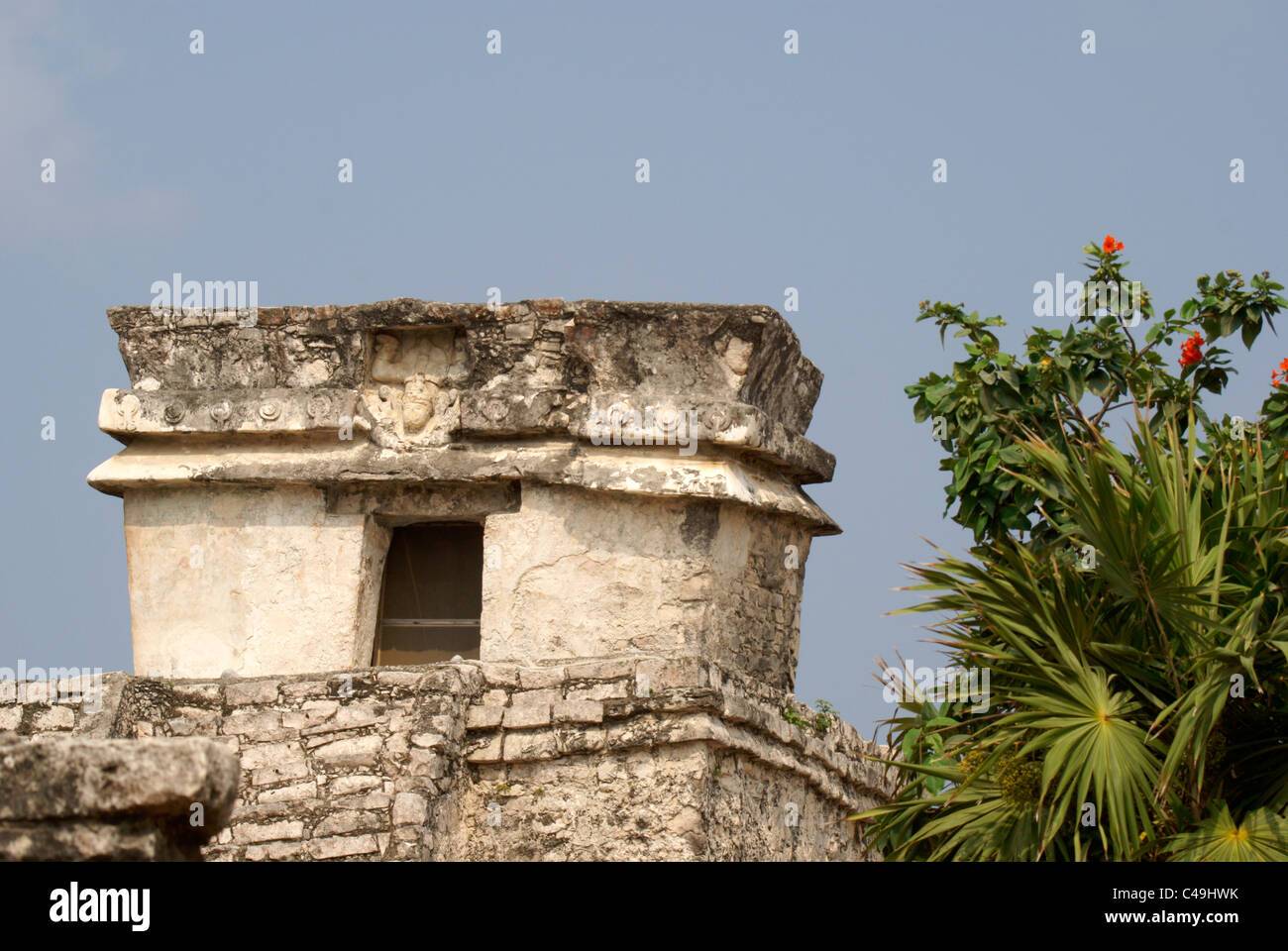 Temple of the Descending God at the Mayan ruins of Tulum on the Riviera ...