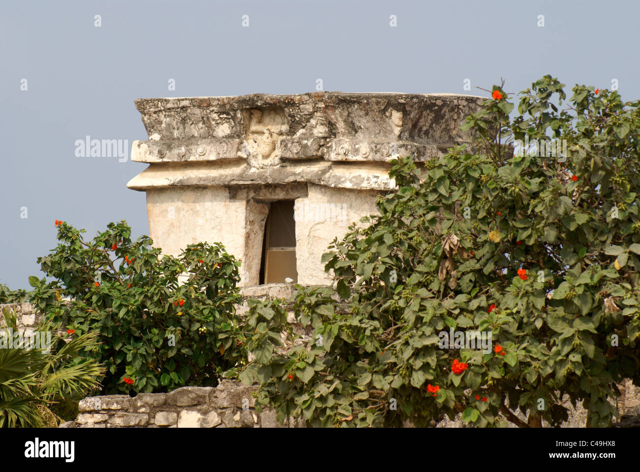 Temple of the Descending God at the Mayan ruins of Tulum on the Riviera ...