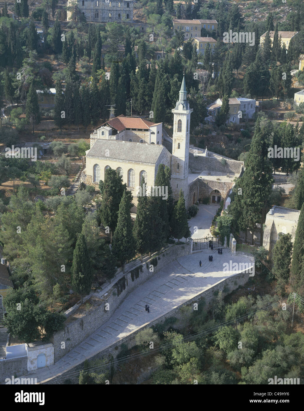 Aerial photograph of the Russian convent Moskovia in Ein Karem Stock ...