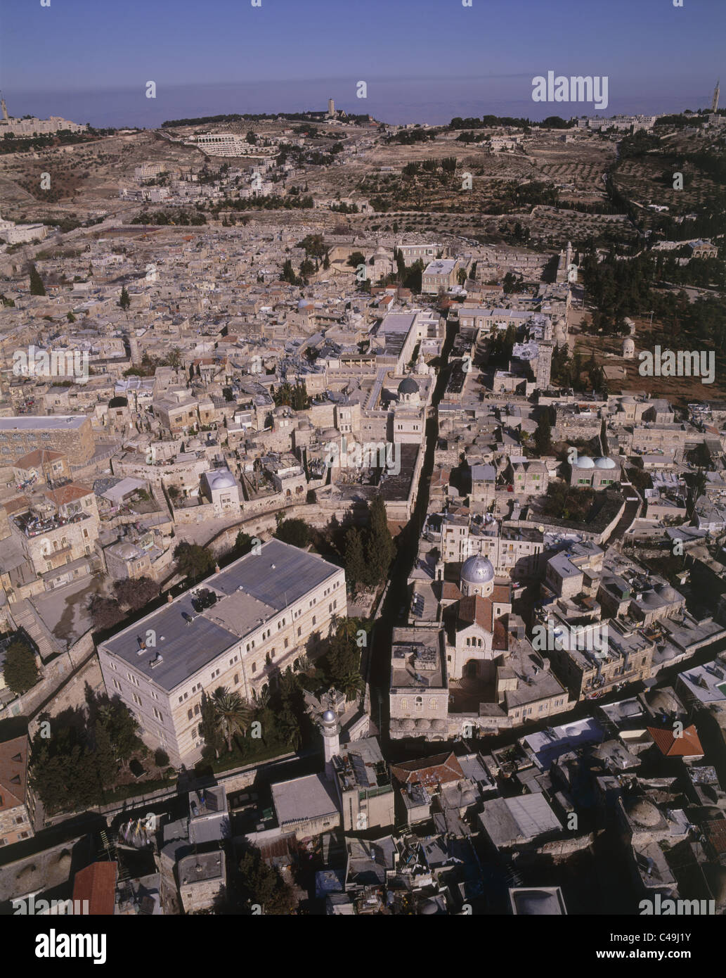Aerial photograph of Via Dolorosa in the old city of Jerusalem Stock ...