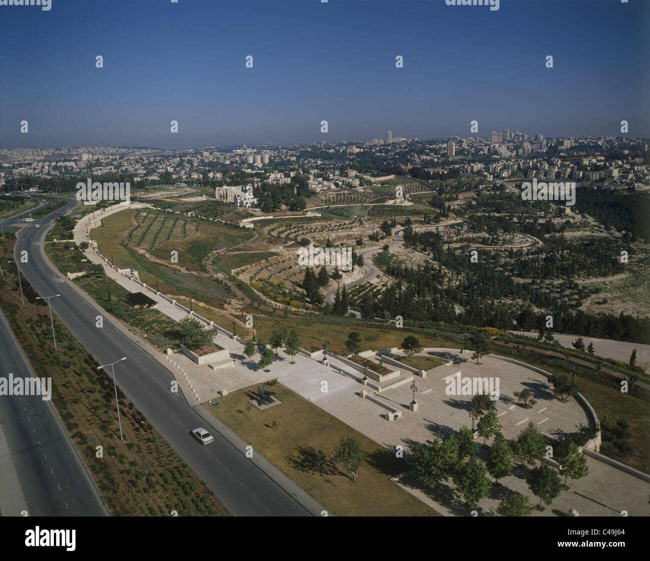 Aerial photograph of the Haas promenade in the new city of Jerusalem ...