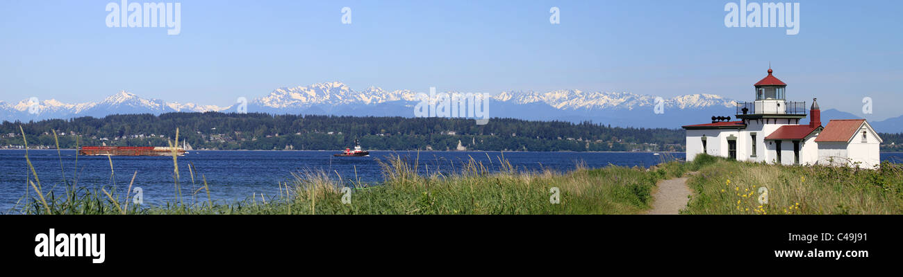West Point Lighthous Discovery Park Seattle Washington Panorama Stock ...