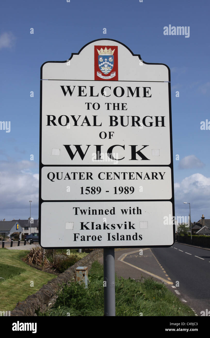 Welcome to Wick Caithness Scotland May 2011 Stock Photo - Alamy