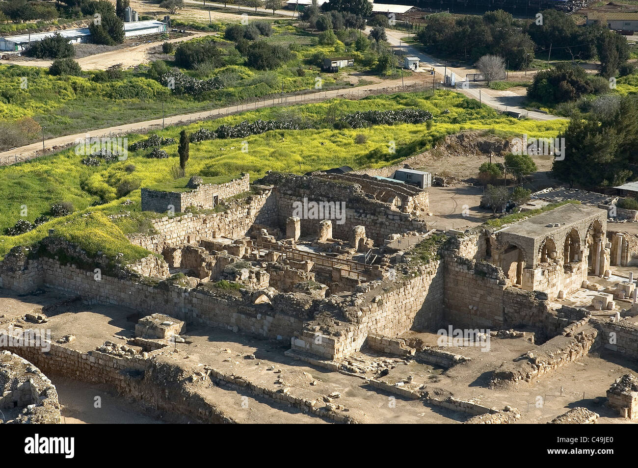 Aerial photograph of the ruins of Beit Govrin in the Jerusalem ...