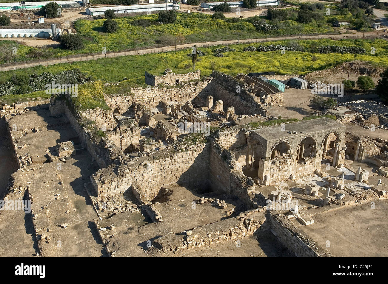 Aerial photograph of the ruins of Beit Govrin in the Jerusalem ...