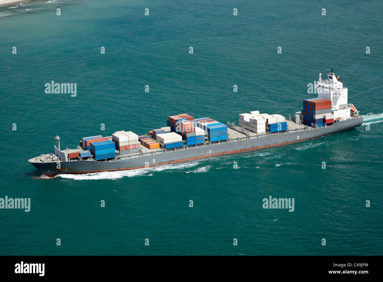 Container Ship, Entrance to Tauranga Harbour at Mount Maunganui ...