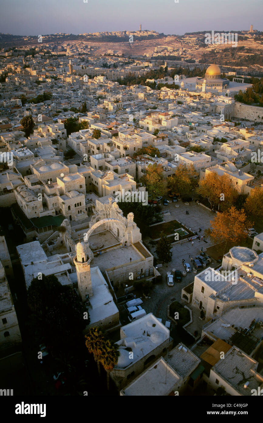 Aerial photograph of the Jewish quarter in the old city of Jerusalem ...