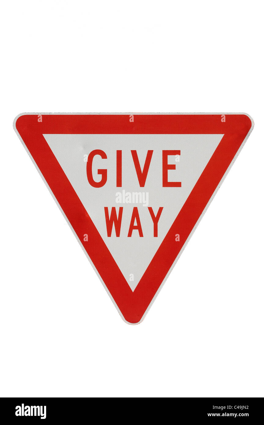 Red give way Cut Out Stock Images & Pictures - Alamy