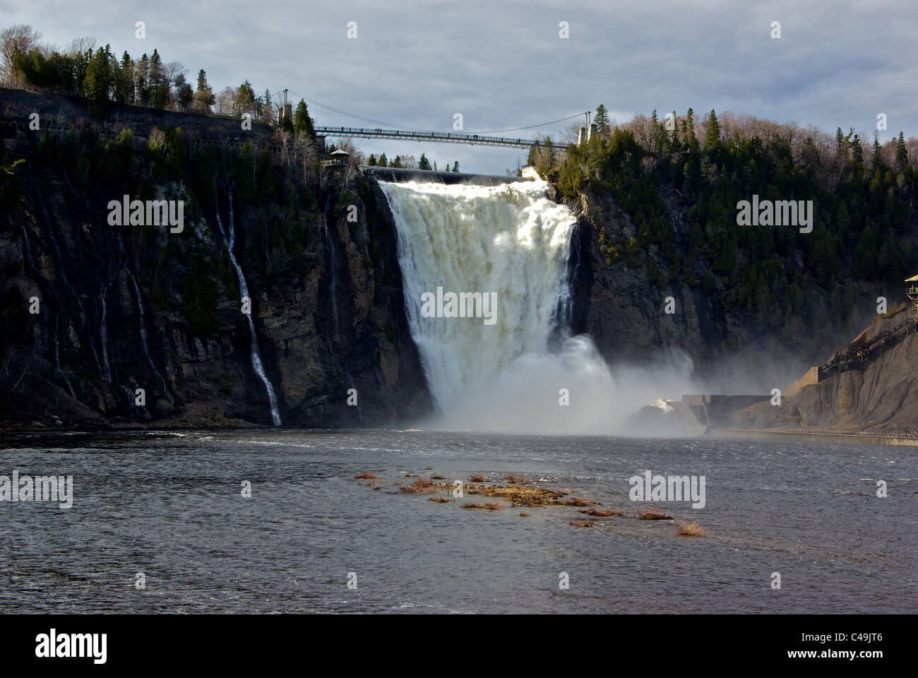 Montmorency River Falls in full explosive spring freshet Quebec Stock ...