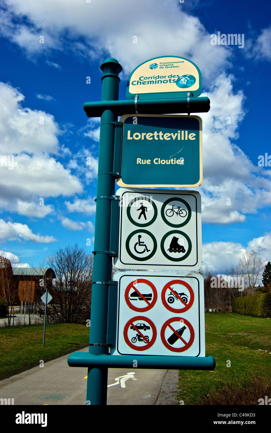 Cycle pedestrian path permitted activities sign Huron Wendat First ...