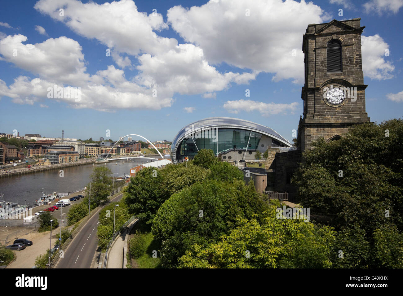 gateshead quayside views from river tyne bridge northern england uk gb ...