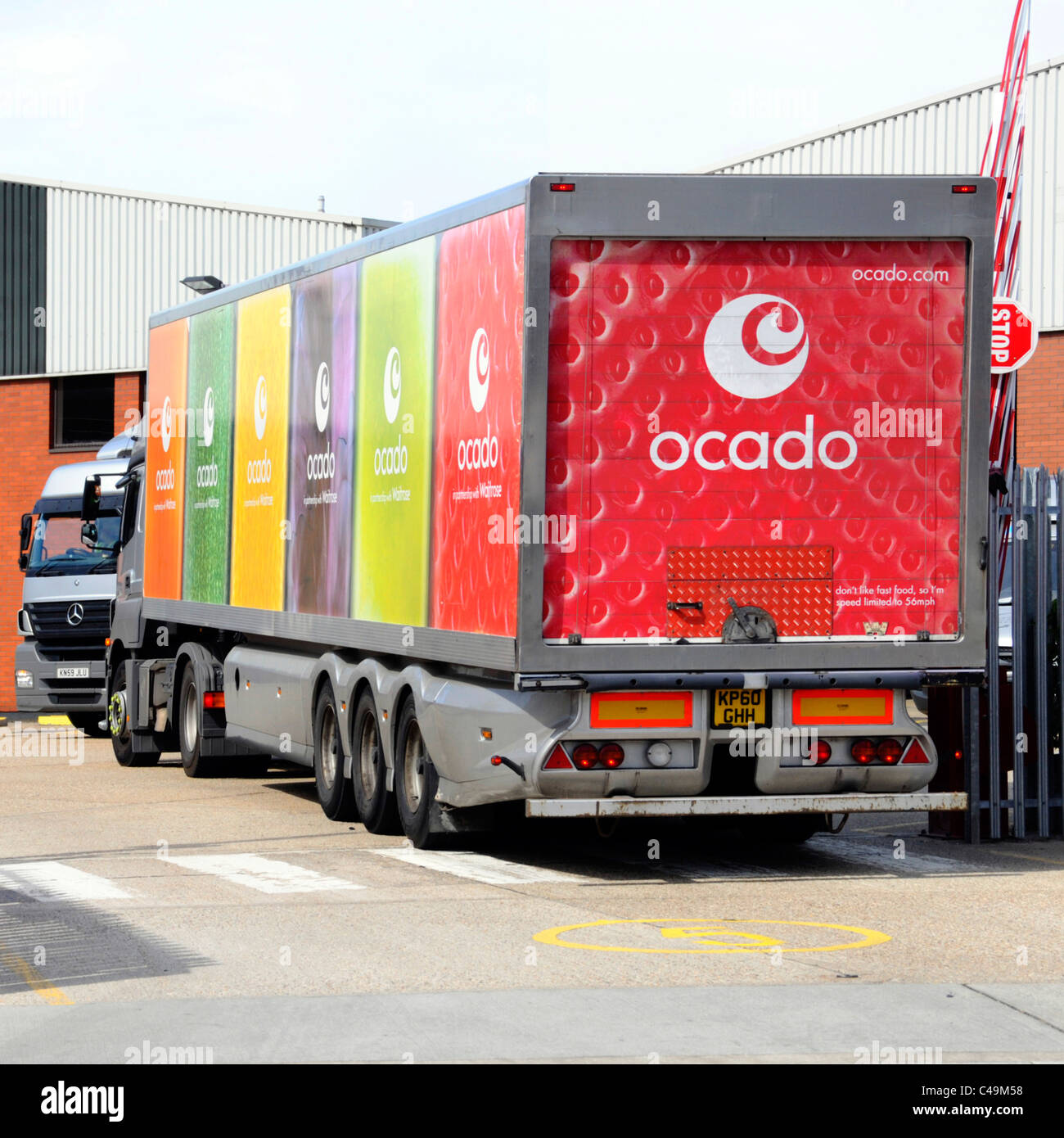 Ocado delivery truck arriving at depot Stock Photo - Alamy