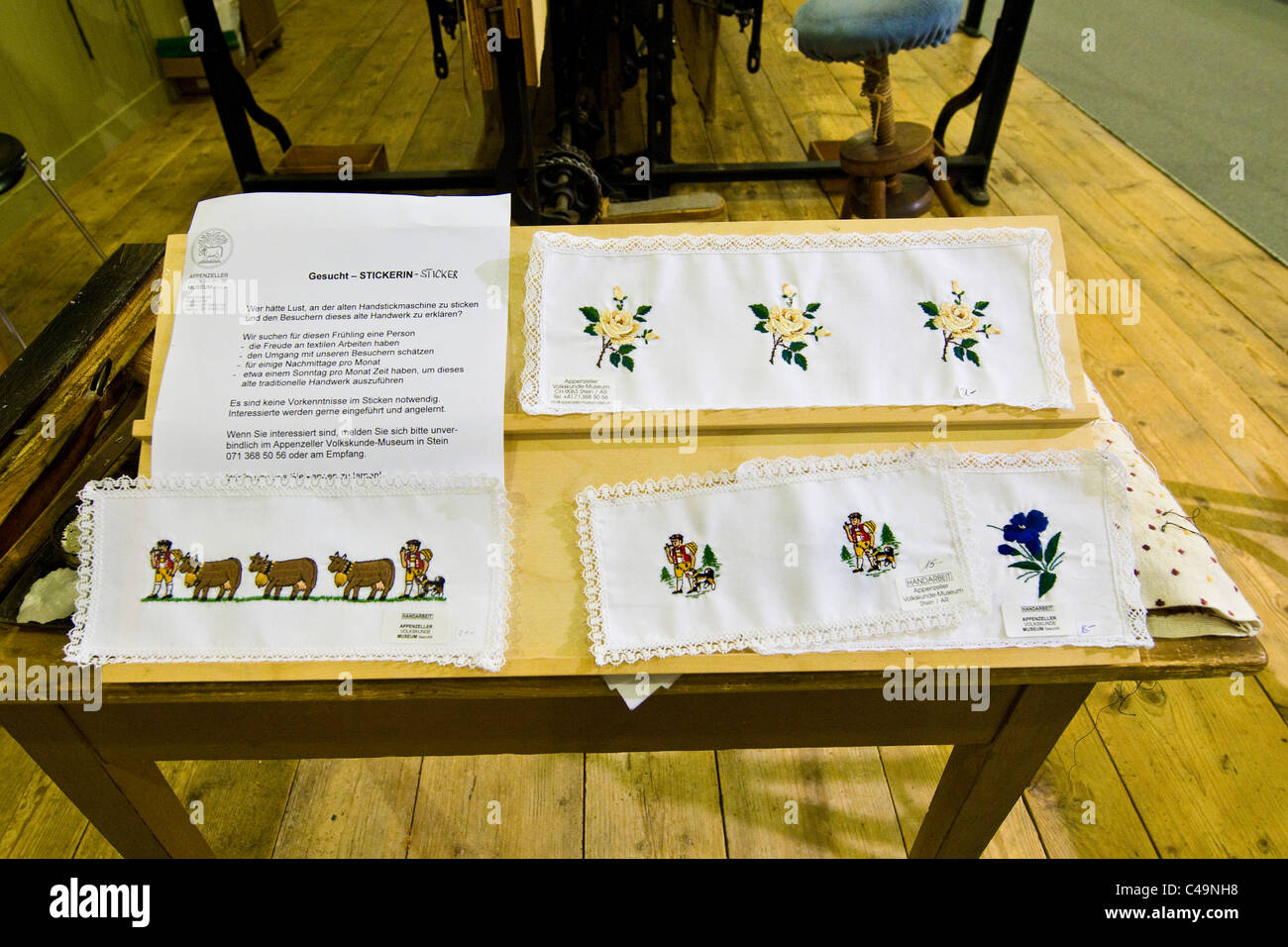 lace, embroidery, Appenzeller Vokskunde museum, Stein, Appenzell ...