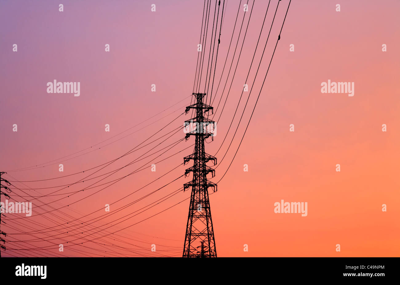 Electric steel tower and power lines in Chiba, Japan Stock Photo - Alamy