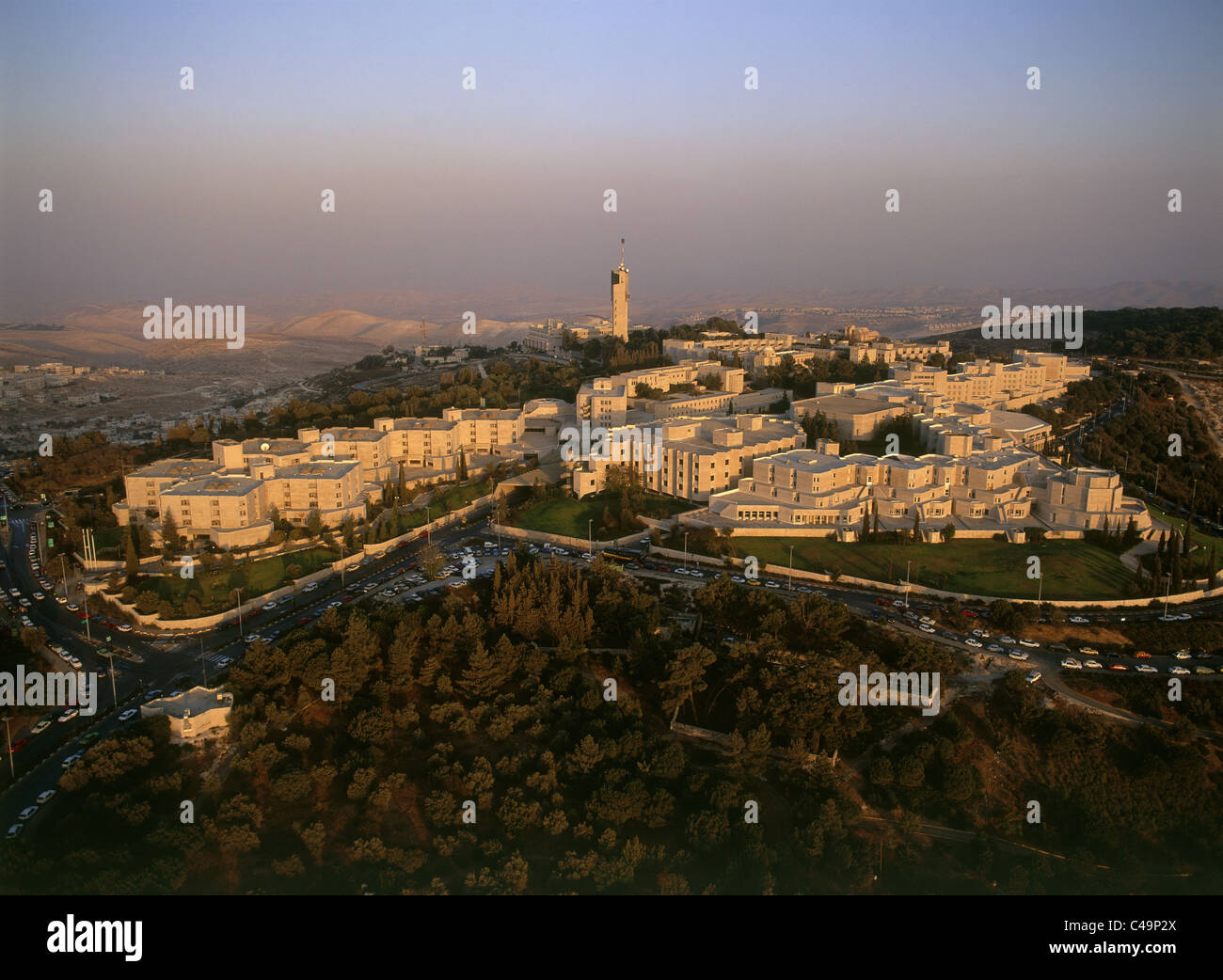Aerial photograph of the Hebrew University on the summit of mount ...