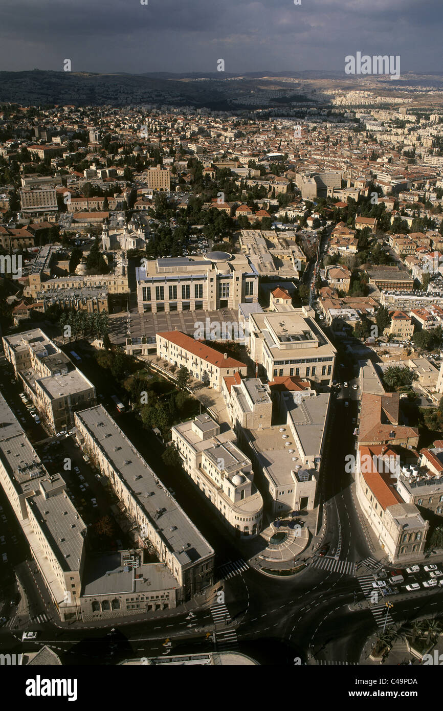 Aerial photograph of the Safra square and Jerusalem's city hall Stock ...