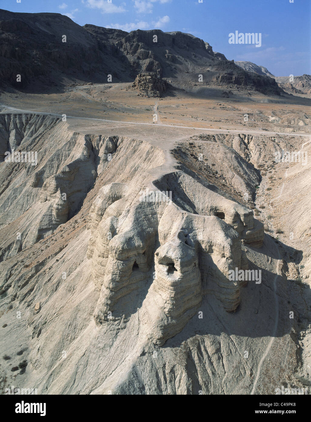 Landscape with caves of qumran near the dead sea hi-res stock ...