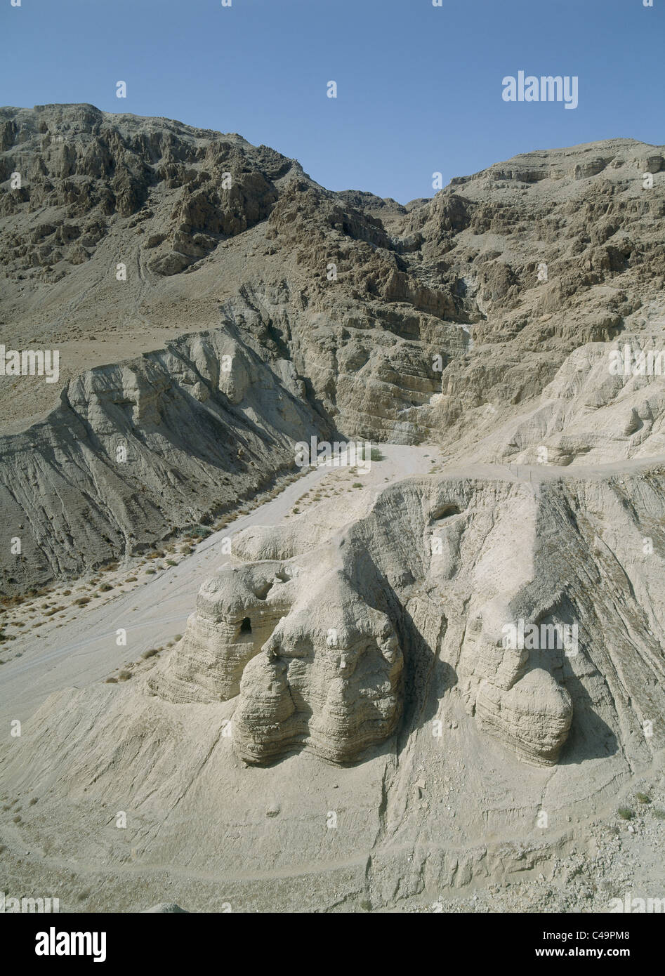 Aerial photograph of the Qumran caves in the Judea desert Stock Photo ...