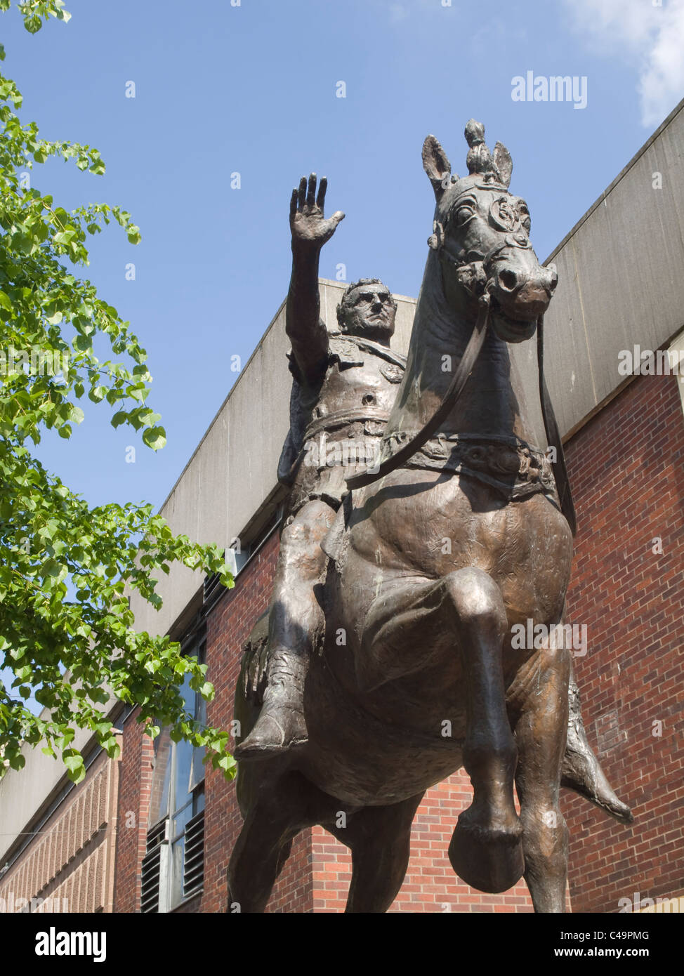 The bronze statue of Roman Emperor Nerva which stands in Southgate ...