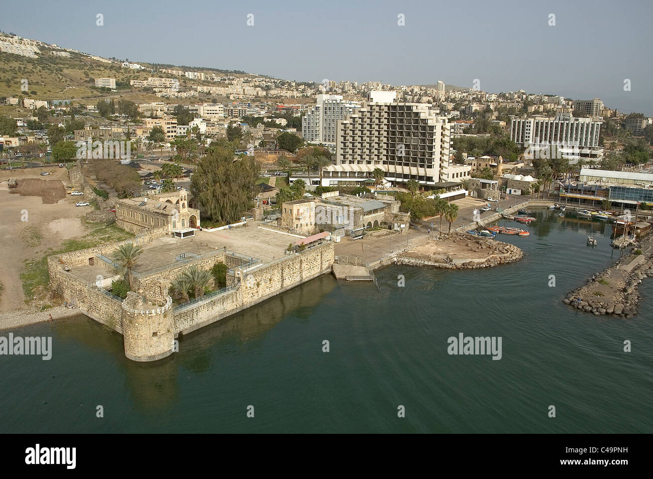 Aerial photograph of the city of Tiberias in the Sea of Galilee Stock ...