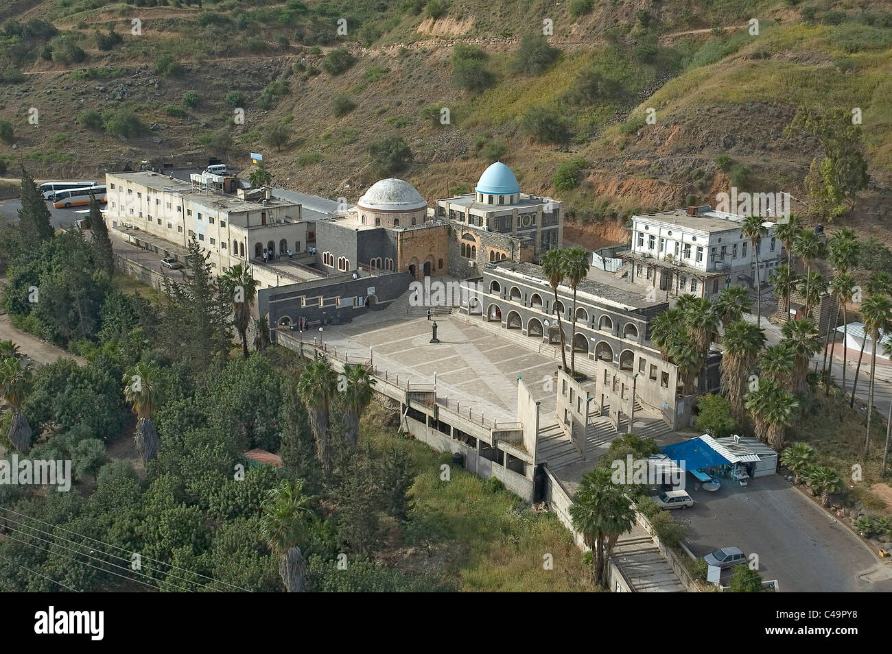 Aerial photograph of the tumb of the Rambam in the sea of Galilee Stock ...