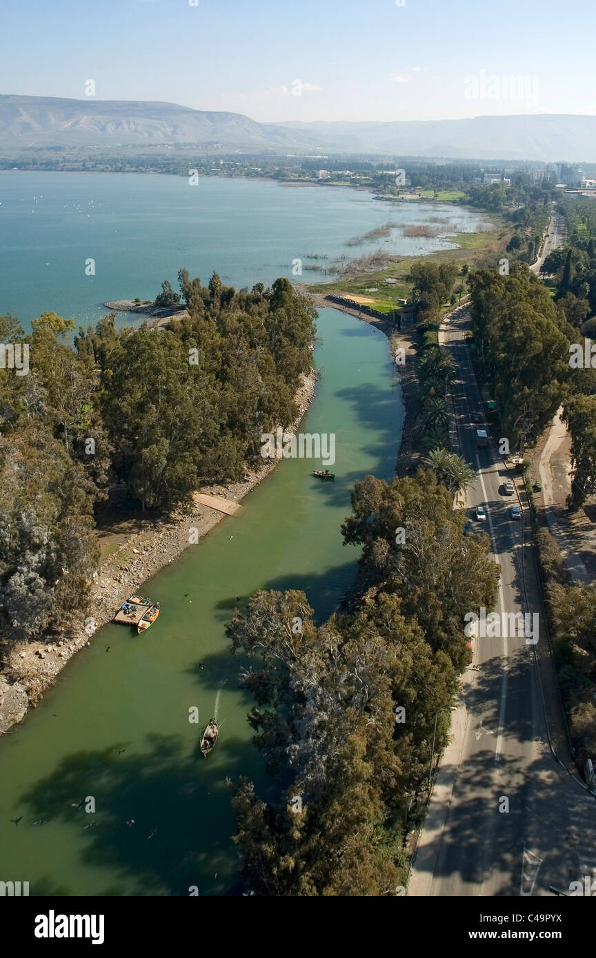 Aerial photograph of the southern basin of the sea of Galilee Stock ...