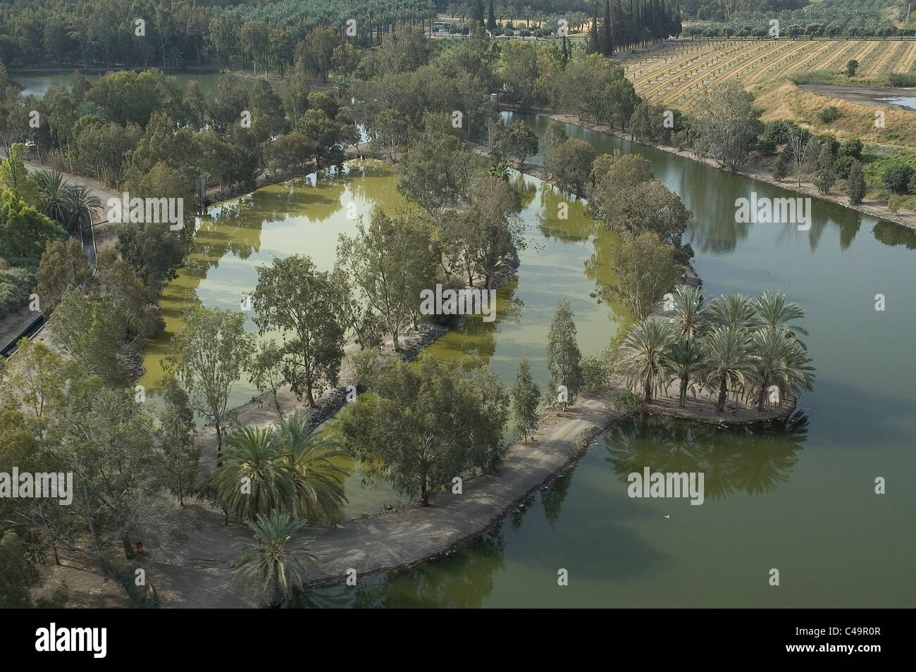 Aerial photograph of the southern basin of the Sea of Galilee Stock ...