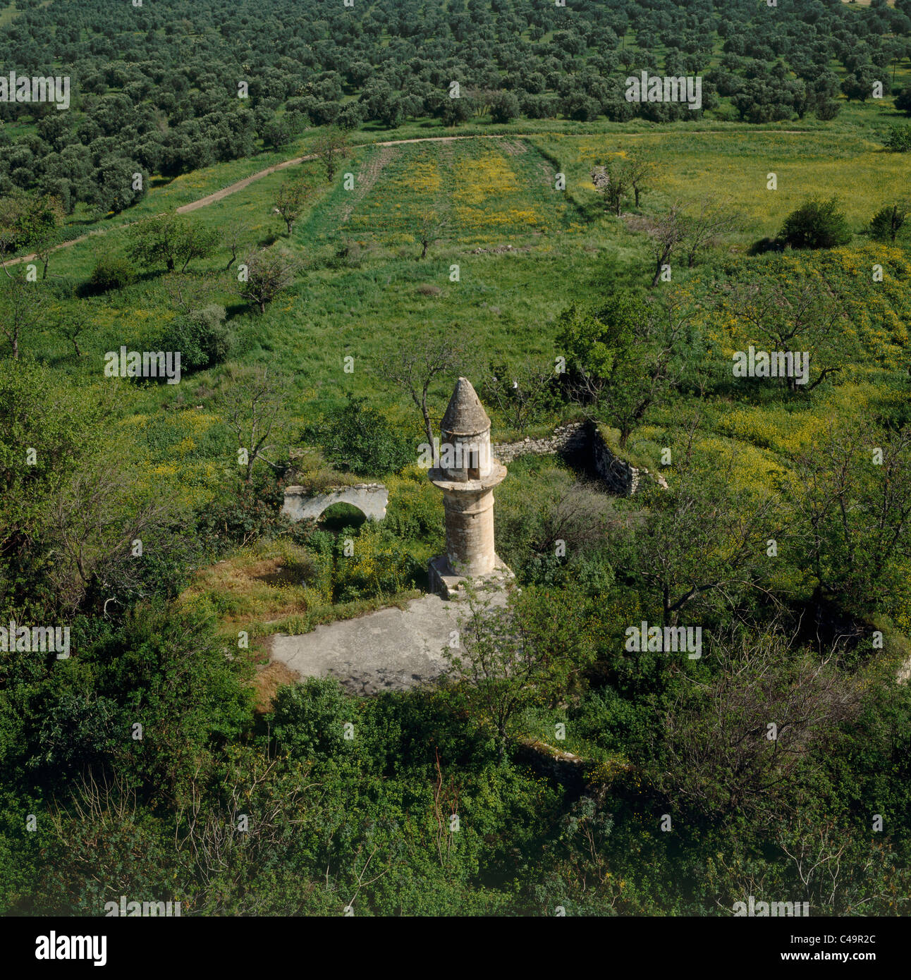 Aerial photograph of the ruins of Hitin in the Lower Galilee Stock ...