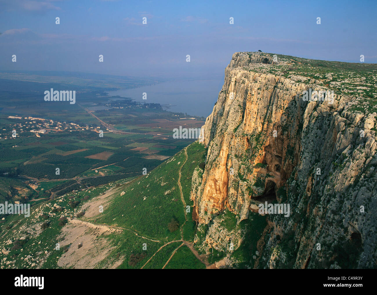 Aerial photograph of the Arbel cliff near the Sea of Galilee Stock Photo - Alamy