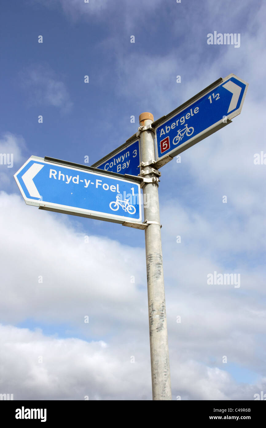 A cycle track sign on the Welsh National Cycle Route 5, on the North ...