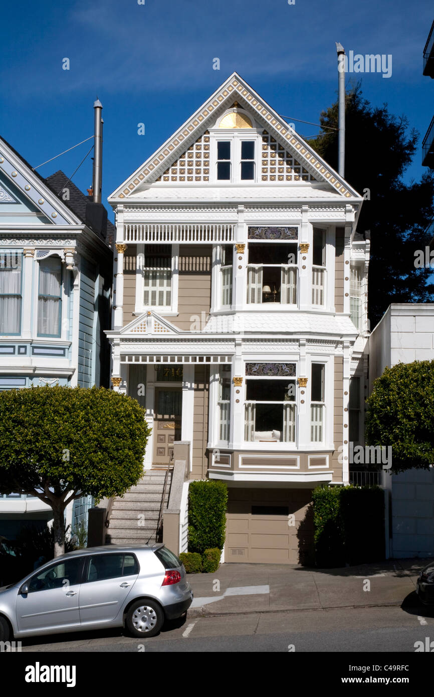 Part of the Postcard Row of Painted Ladies Victorian houses across from ...