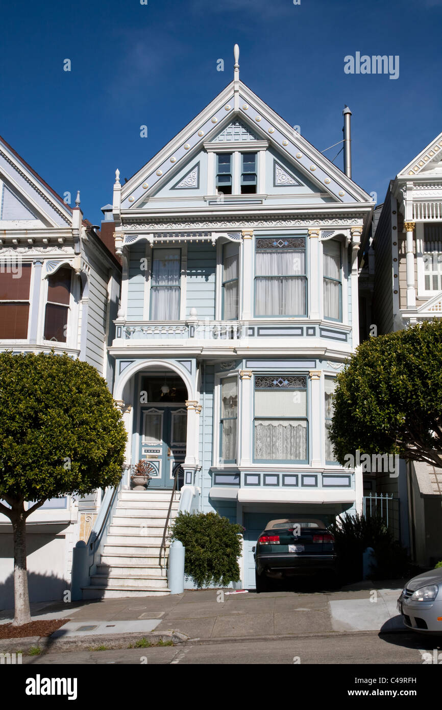 Part of the Postcard Row of Painted Ladies Victorian houses across from ...