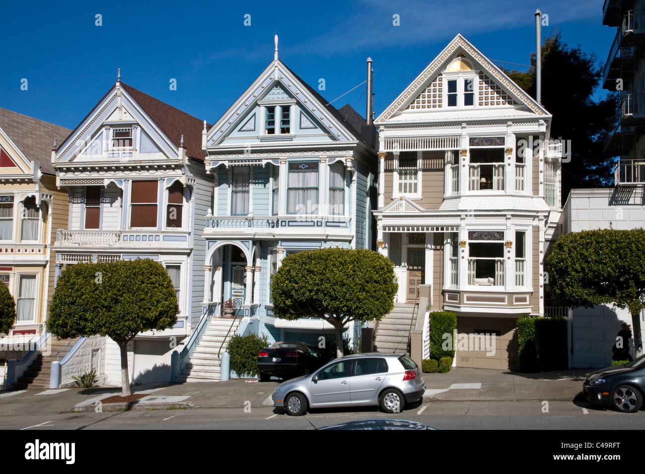 Part of the Postcard Row of Painted Ladies Victorian houses across from ...