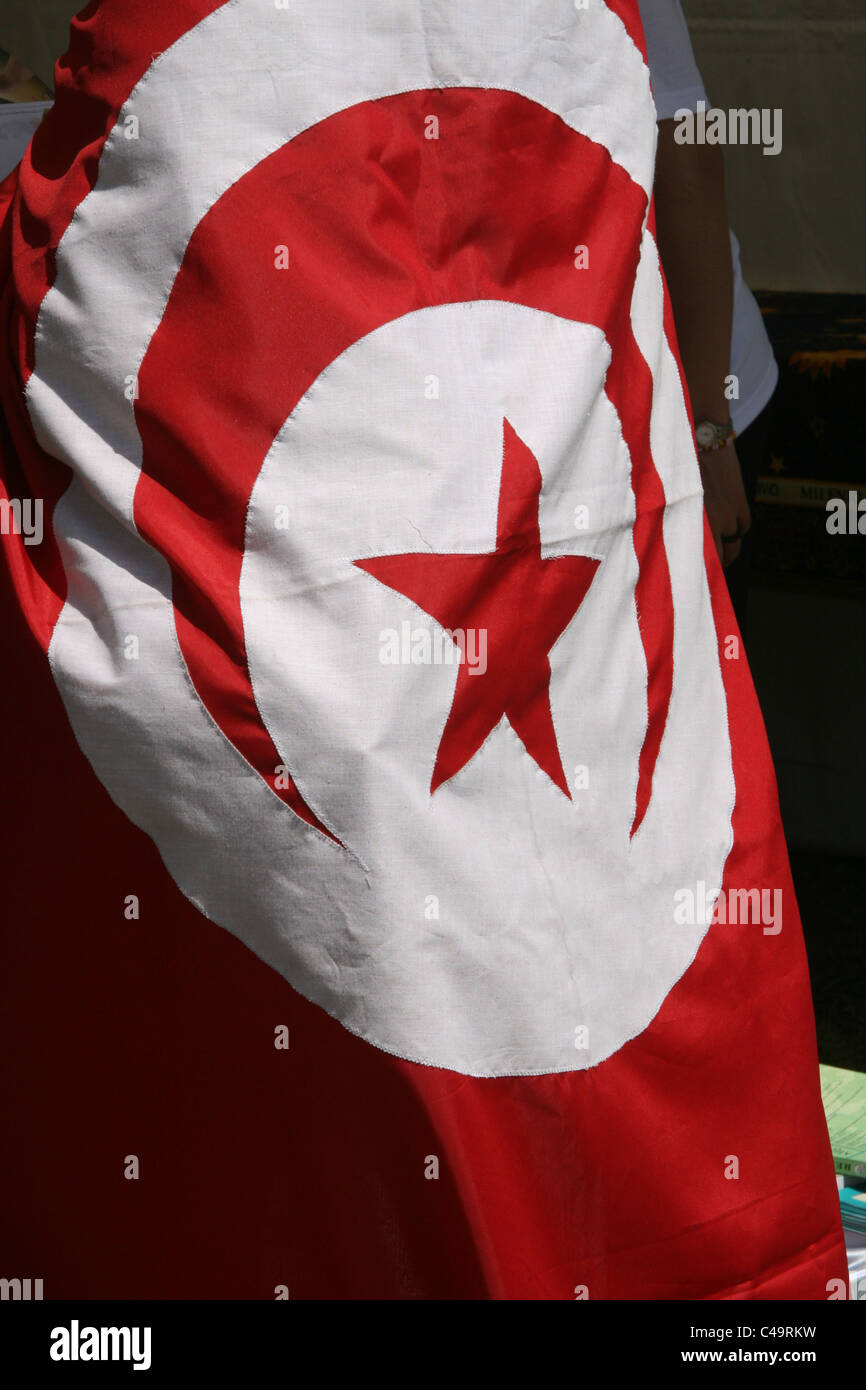 Tunisia flag red crescent moon hi-res stock photography and images - Alamy