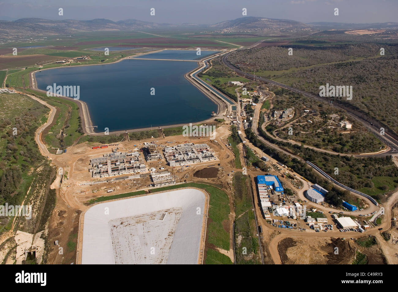 Aerial photograph of the Eshkol reservoir in the lower Galilee Stock ...