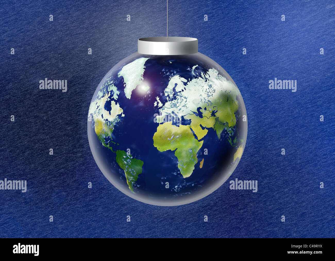 Planet Earth in the design of a Christmas bauble. Digital Composite ...