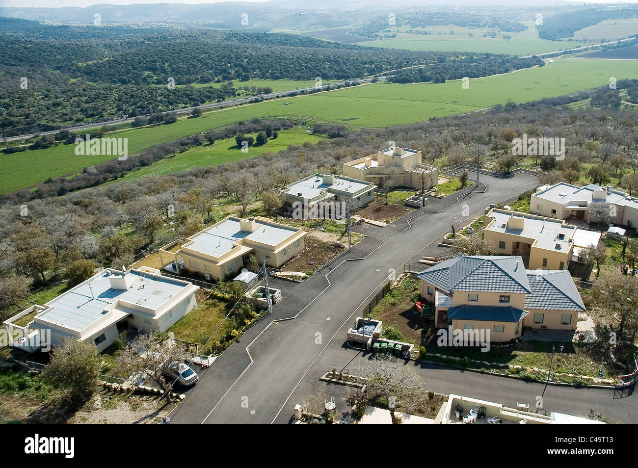 Aerial photograph of the village of Alony Aba in the lower Galilee ...