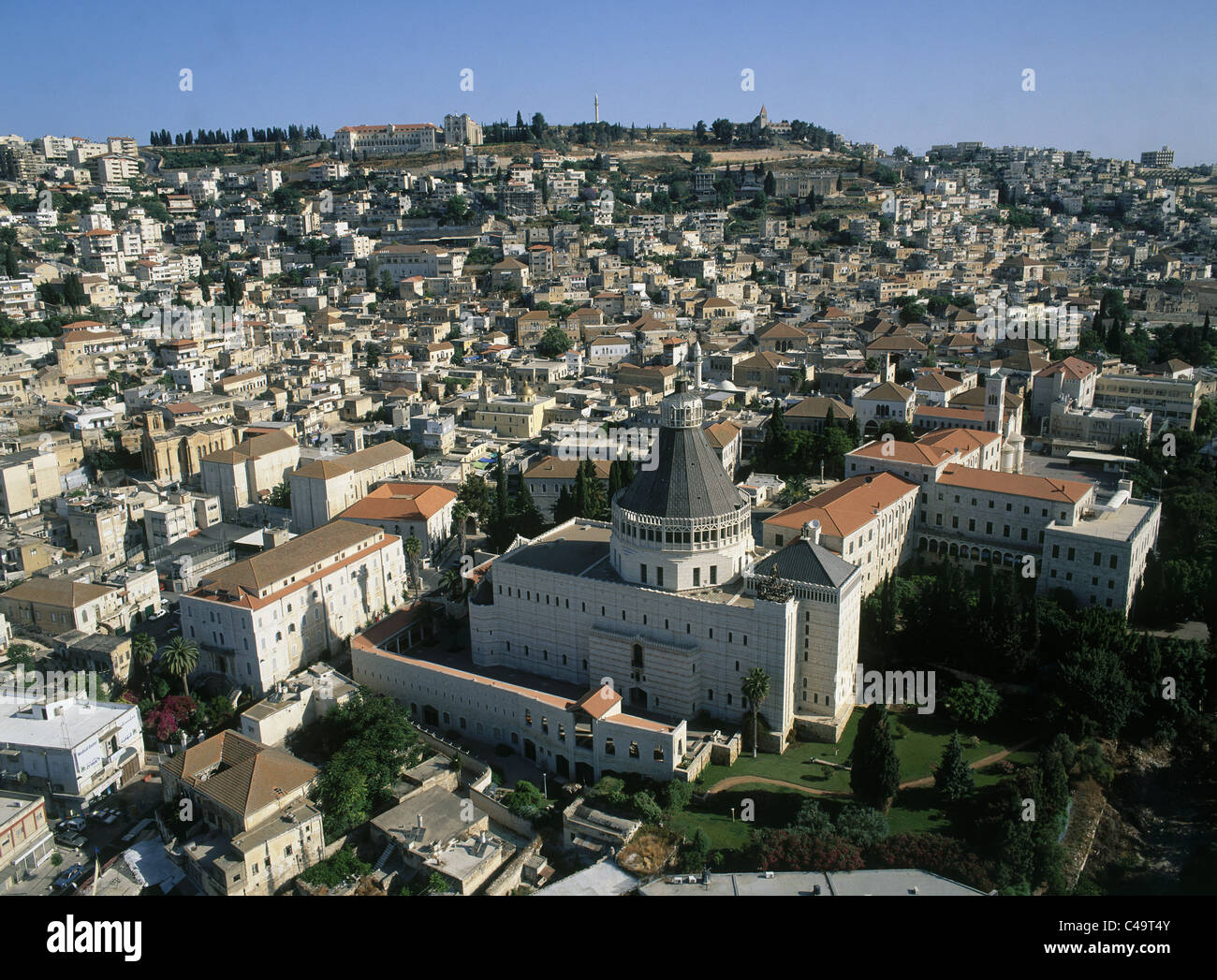 Aerial photograph of the Church of the Annunciation in the modern city ...