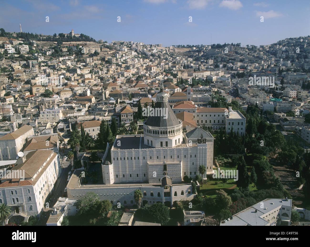 Aerial photograph of the Church of the Annunciation in the modern city ...