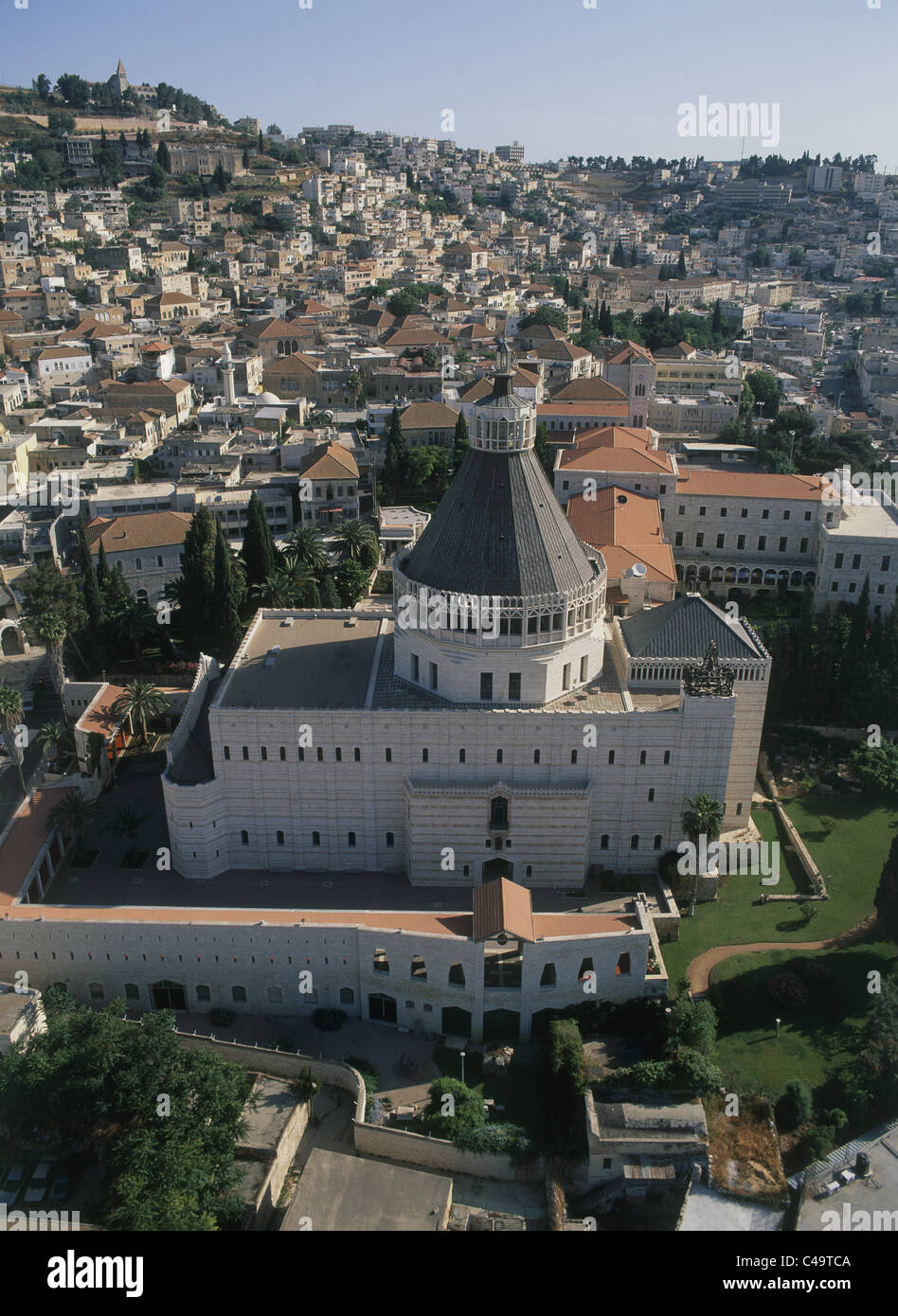 Aerial photograph of the Church of the Annunciation in the modern city ...