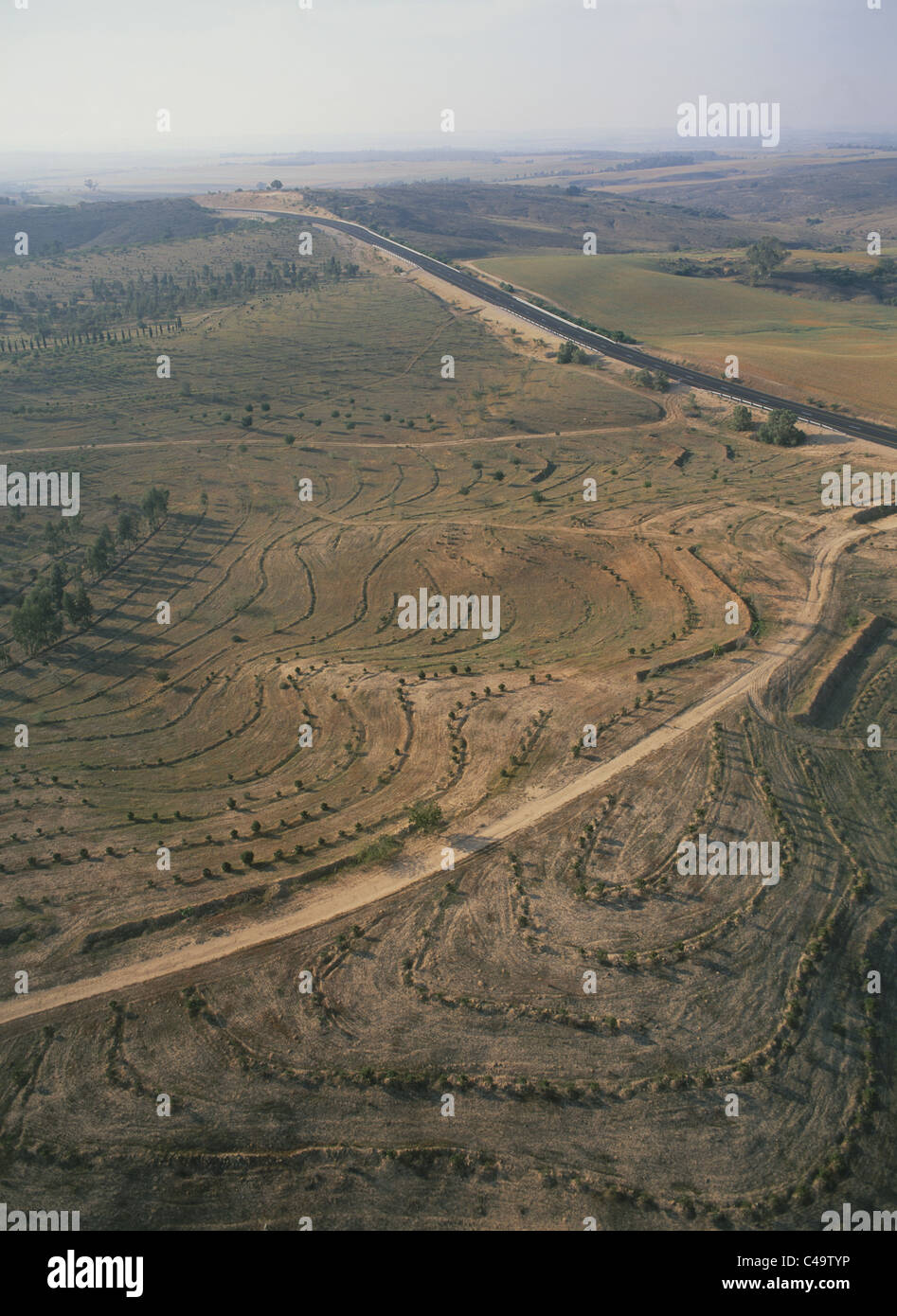 Aerial photograph of the Agricultre fields of the Northern Negev Desert ...