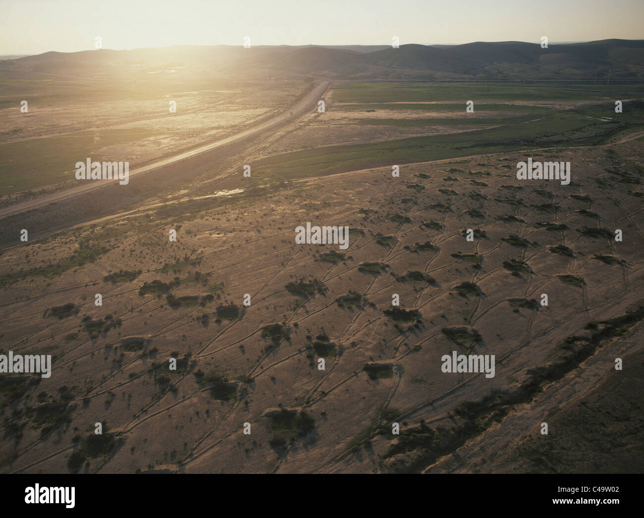 Aerial photograph of the Agricultre fields of the Northern Negev Desert ...