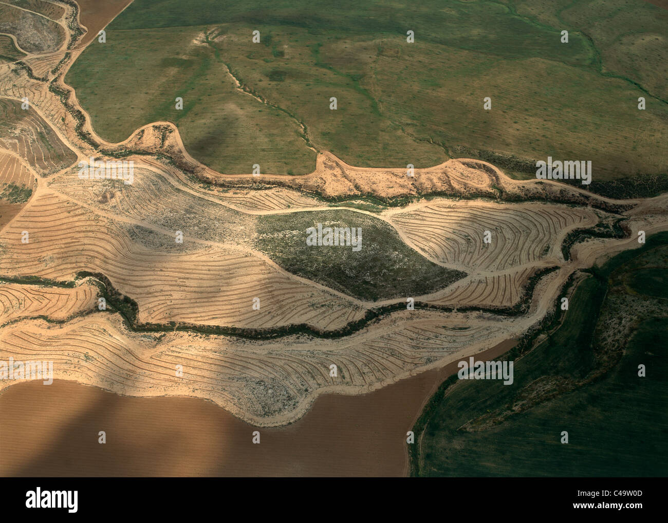 Aerial photograph of the Agricultre fields of the Northern Negev Desert ...