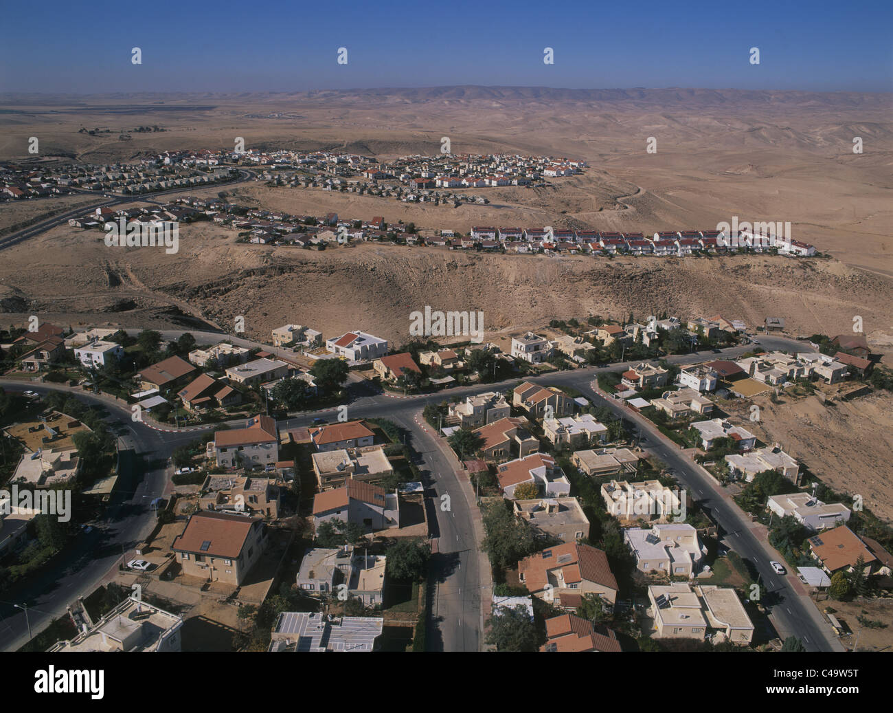 Aerial photograph of the town of Arad in the northern Negev desert ...
