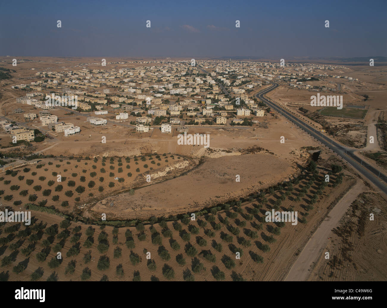Aerial photograph of the Bedouin town of Rahat in the northern Negev ...