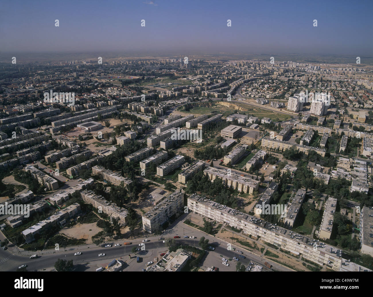 Aerial photograph of the city of Be'er-Sheva in the northern Negev ...