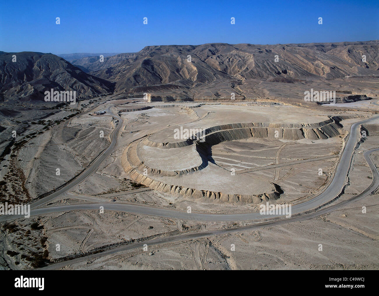 Aerial photograph of the rehabilitating of wadi Zin in the Negev desert ...