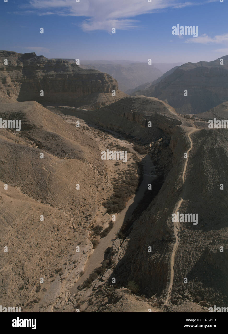 Aerial photograph of wadi Yorke'am in the Negev desert Stock Photo - Alamy