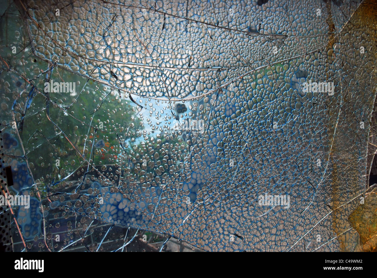 Burnt bus window, Bangkok, Thailand Stock Photo - Alamy